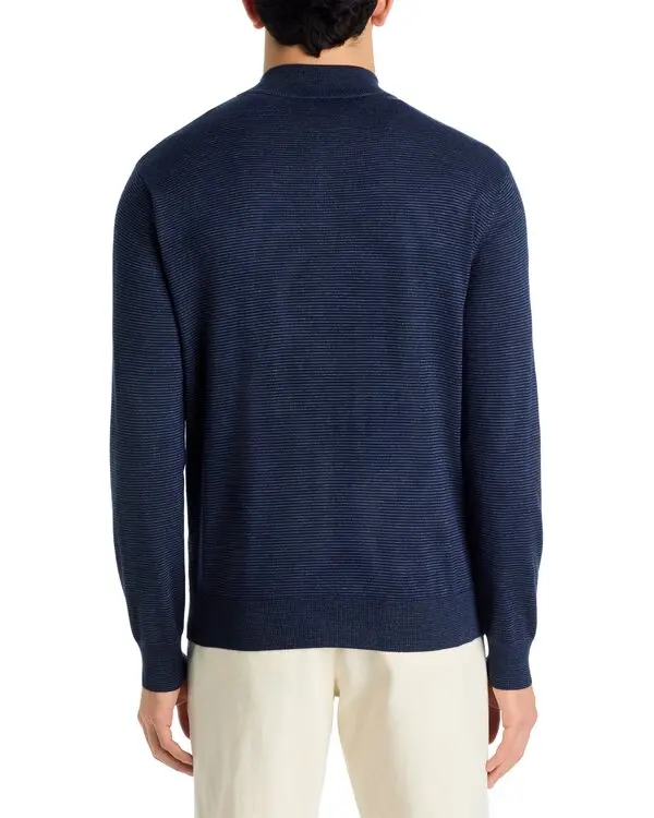 Peter Millar Canton Stripe Quarter Zip Sweater - Midnight Navy