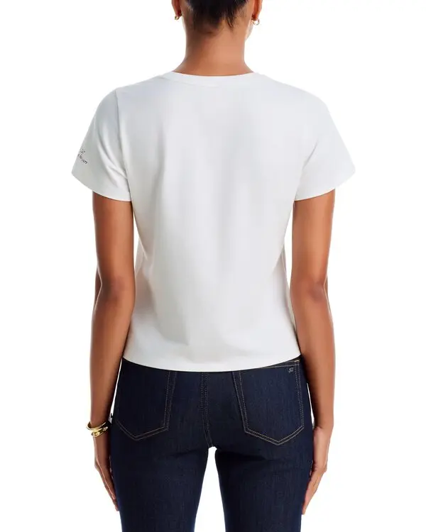 Cinq À Sept Cotton Stretch Embellished Shrunken Tee