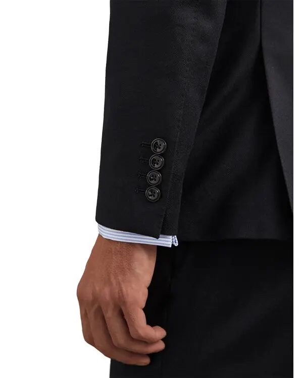 REISS Muse Wool Tailored Fit Double Breasted Flannel Blazer