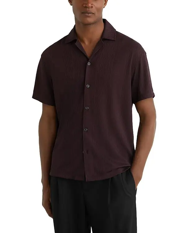 REISS Ando Jacquard Knit Camp Shirt