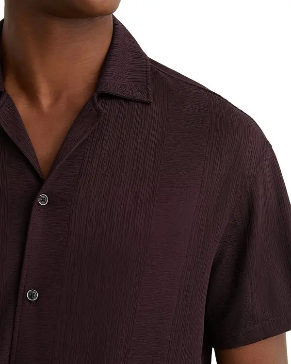 REISS Ando Jacquard Knit Camp Shirt