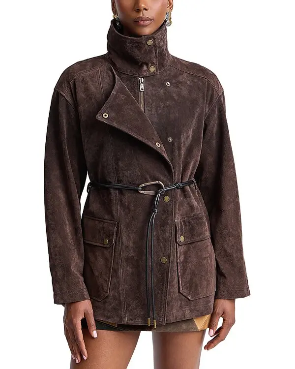 Avec Les Filles Belted Suede Field Jacket