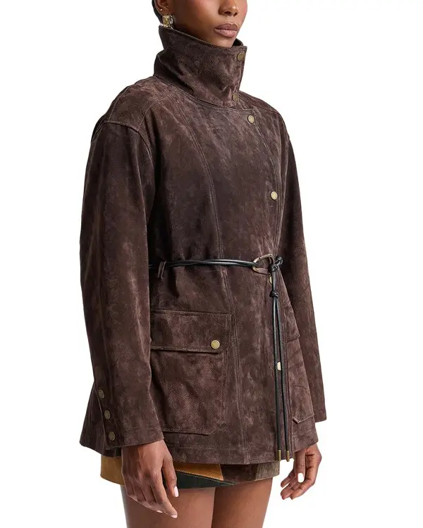 Avec Les Filles Belted Suede Field Jacket