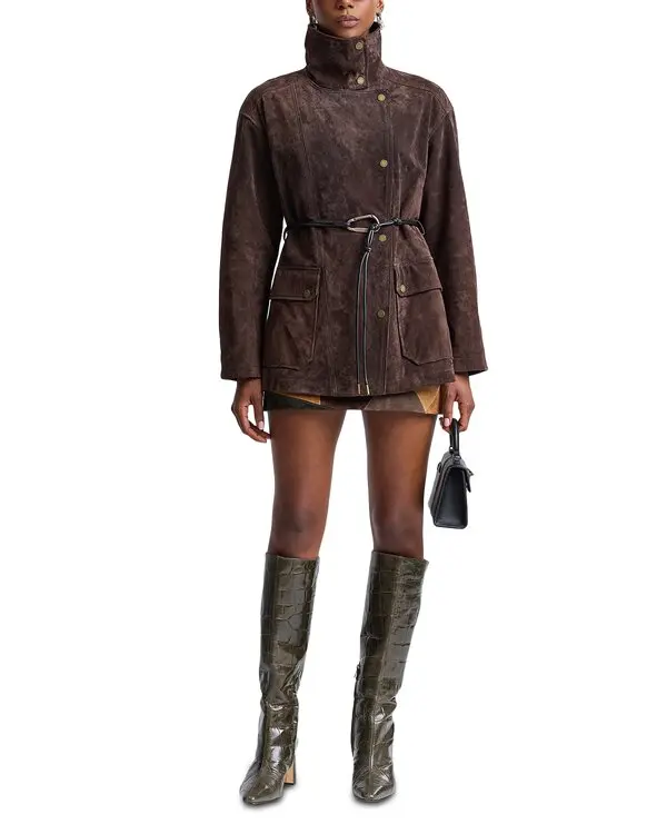 Avec Les Filles Belted Suede Field Jacket