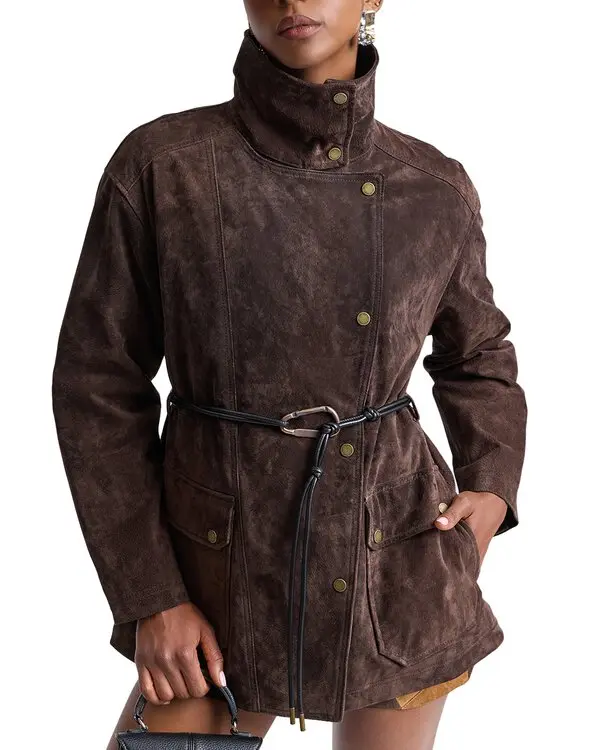 Avec Les Filles Belted Suede Field Jacket