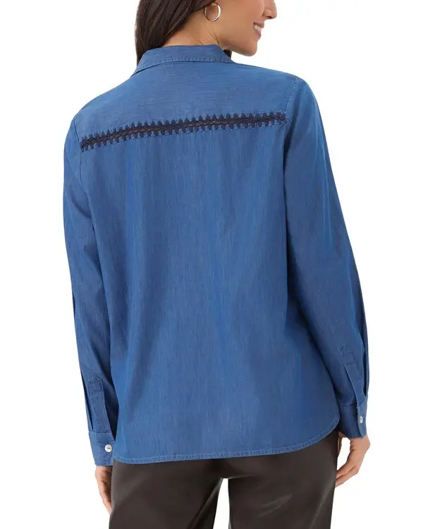 Karen Kane Crochet Trim Button Up Shirt