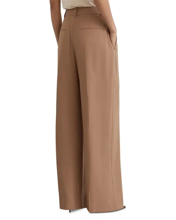 REISS Petite Luna Pleated Wide Leg Pants
