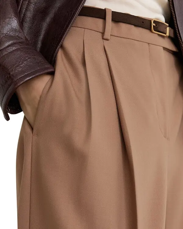REISS Petite Luna Pleated Wide Leg Pants