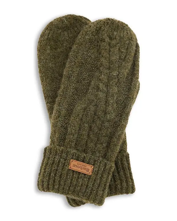 Barbour Elsdon Cable Knit Mittens - Olive