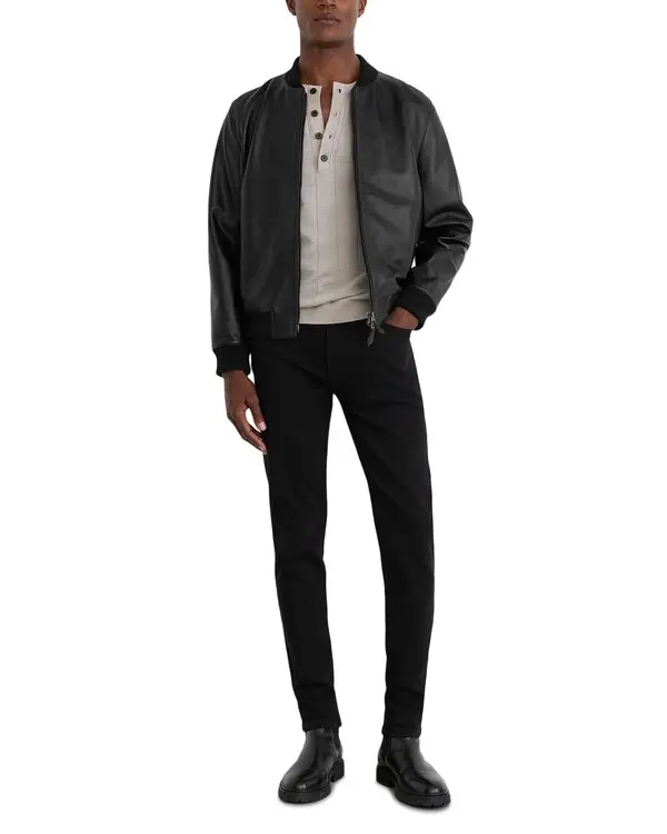 REISS Strain Leather Bomber Jacket