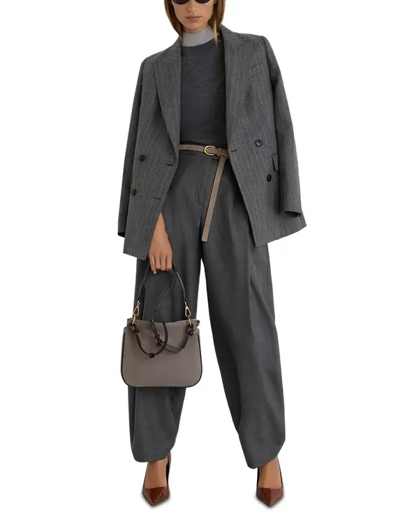 REISS Petites Aries Tab Waist Barrel Pants