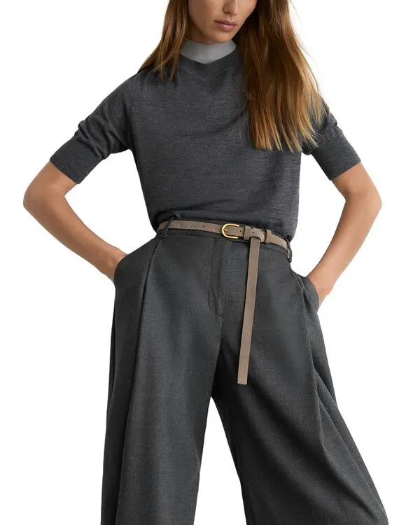 REISS Petites Aries Tab Waist Barrel Pants