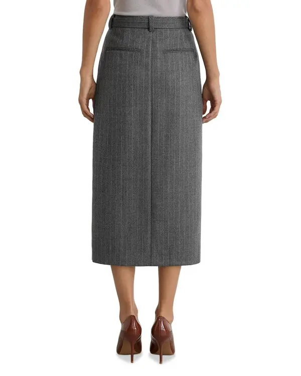 REISS Petites Astrid Wool Pinstriped Midi Skirt