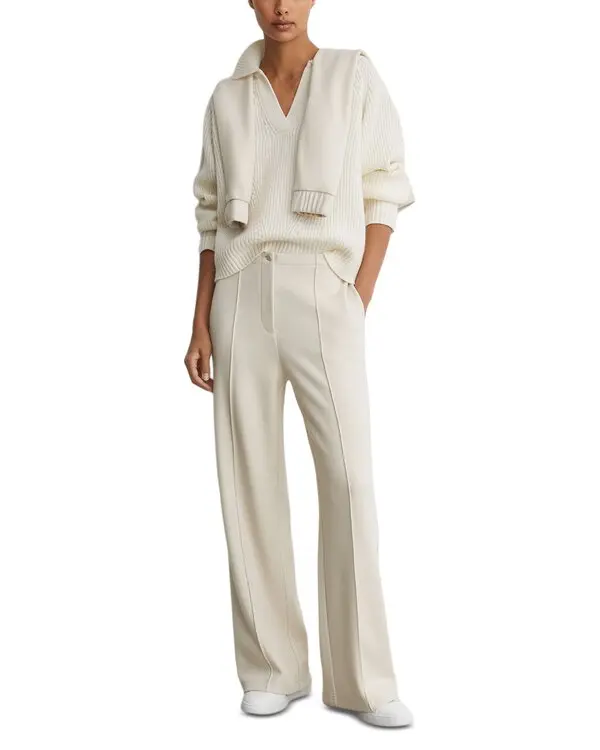 REISS Layla Pintucked Wide Leg Sweatpants