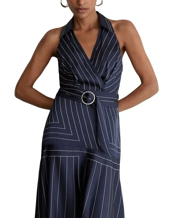 REISS Casey Striped Satin Racerback Dress