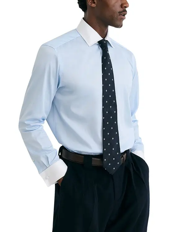 REISS Wells Cotton Blend Stretch Contrast Collar Dress Shirt