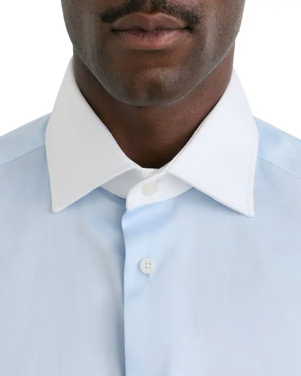REISS Wells Cotton Blend Stretch Contrast Collar Dress Shirt