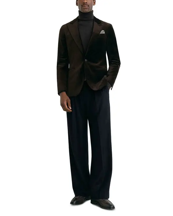 REISS Apsara Cotton Blend Peak Lapel Velvet Blazer