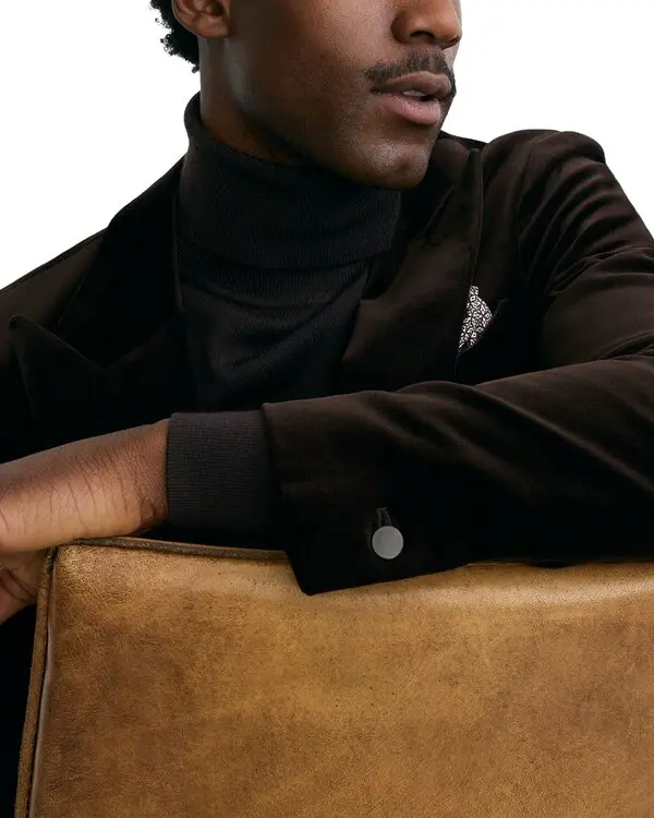 REISS Apsara Cotton Blend Peak Lapel Velvet Blazer