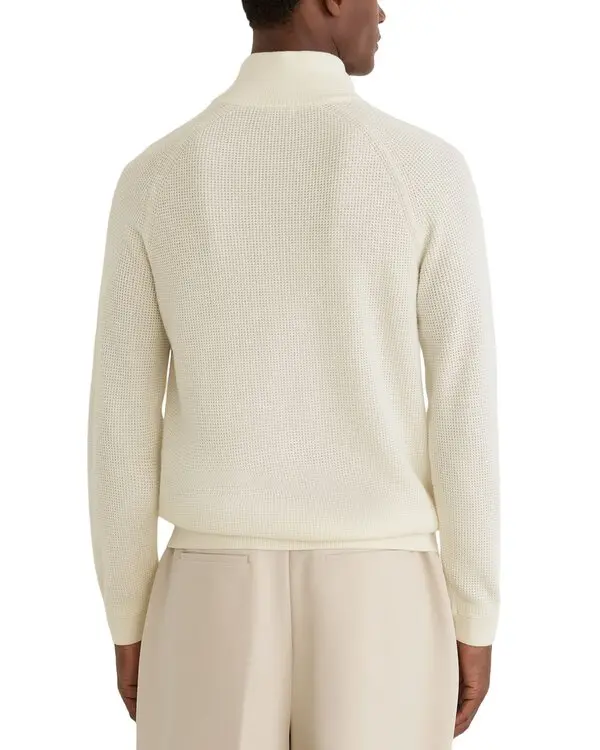 REISS Tristan Half Zip Raglan Waffle Sweater