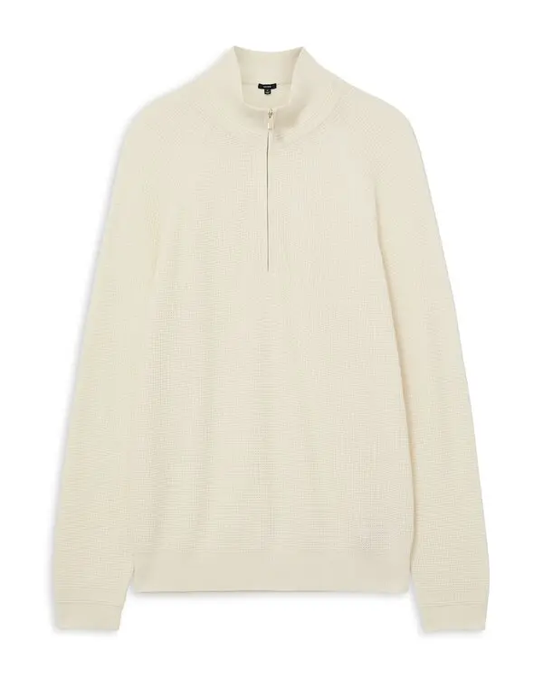 REISS Tristan Half Zip Raglan Waffle Sweater