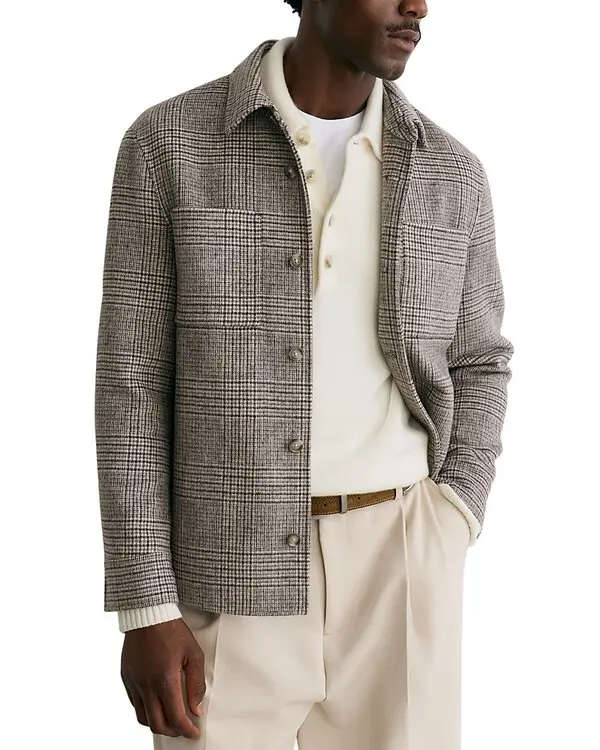 REISS Gano Prince Of Wales Check Pocket Overshirt
