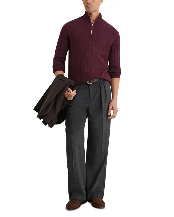 REISS Douglas Wool Half Zip Diagonal Stitch Sweater
