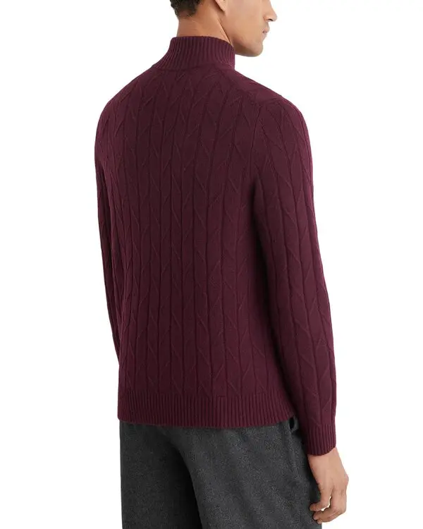 REISS Douglas Wool Half Zip Diagonal Stitch Sweater
