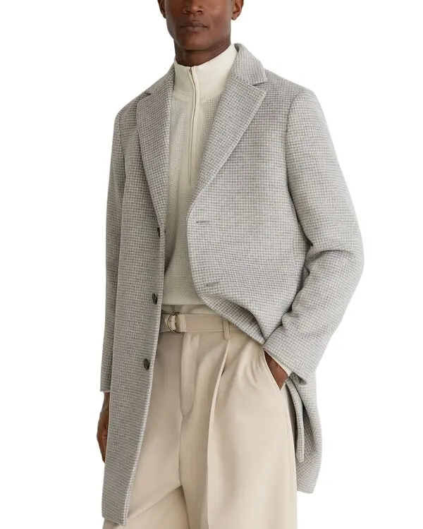 REISS Dawn Single Breasted Puppytooth Check Overcoat
