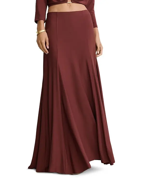 REISS Stretch Jersey Maxi Skirt - Rust Orange