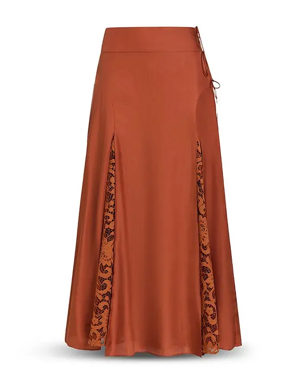 MARIE OLIVER Gracen Silk & Cotton Lace Godet Skirt