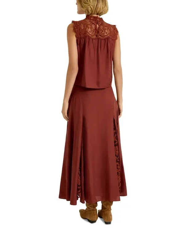 MARIE OLIVER Gracen Silk & Cotton Lace Godet Skirt