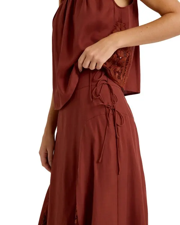 MARIE OLIVER Gracen Silk & Cotton Lace Godet Skirt
