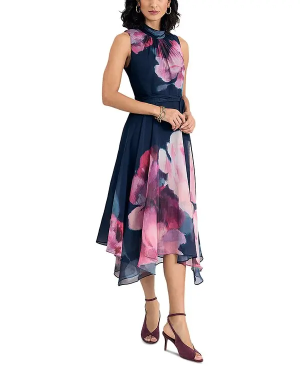 PHASE EIGHT Lucinda Handkerchief Hem Midi Dress - Navy