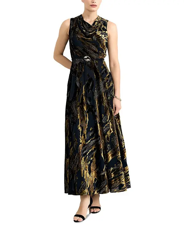 PHASE EIGHT Carrie Velvet Printed Burnout Maxi Dress - Black Multi