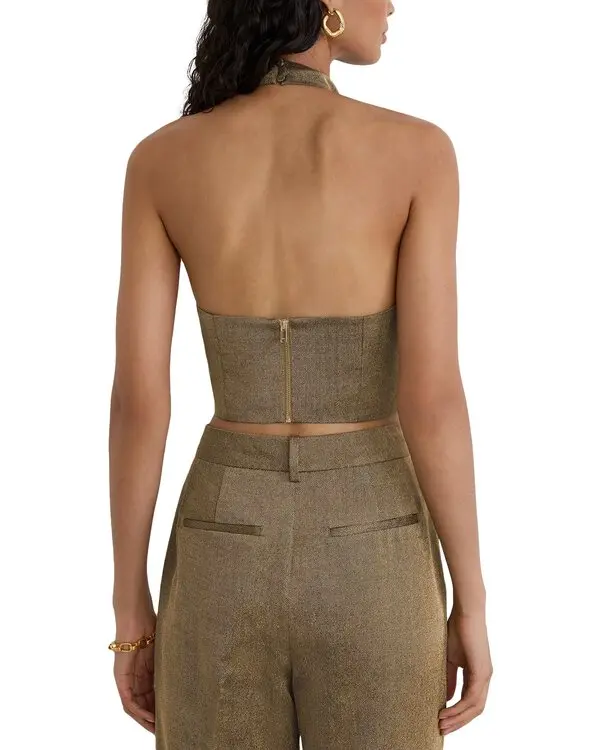 REISS Fleur Metallic Crop Top