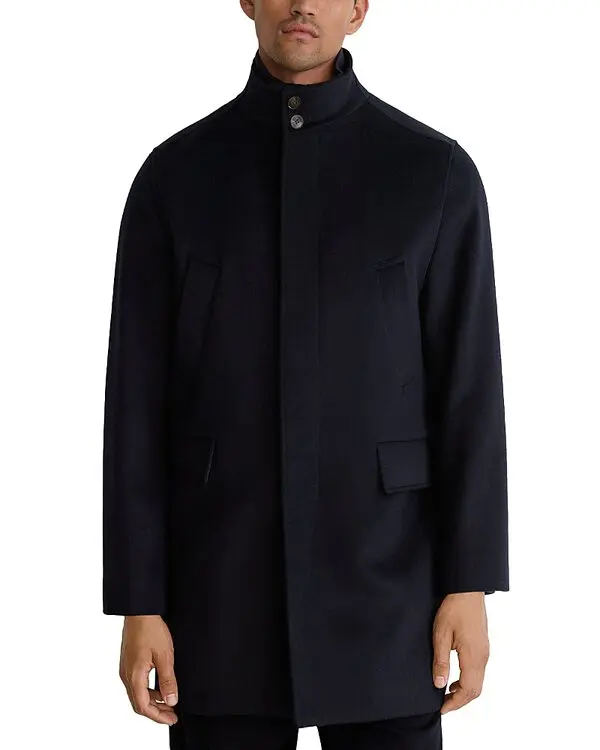 REISS Fossil Funnel Neck Gilet Insert Coat - Navy
