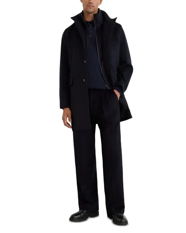 REISS Fossil Funnel Neck Gilet Insert Coat - Navy