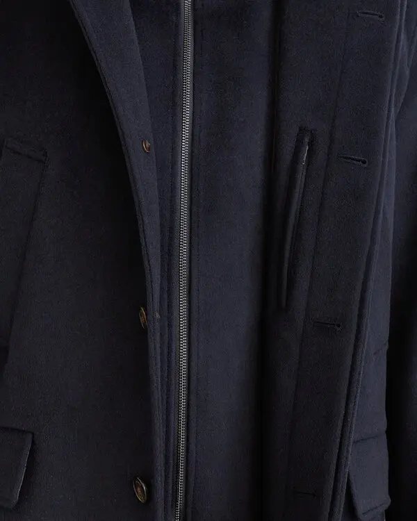 REISS Fossil Funnel Neck Gilet Insert Coat - Navy
