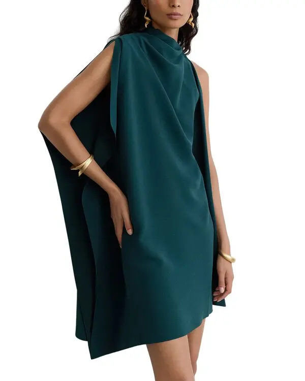 REISS Ellery Asymmetric Draped Dress - Blue