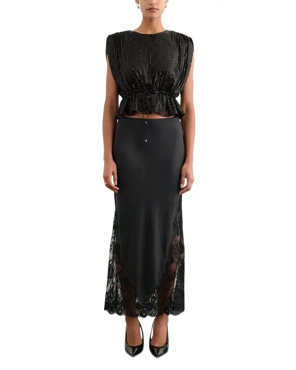 TOCCIN Talon Embellished Drawstring Top - Jet