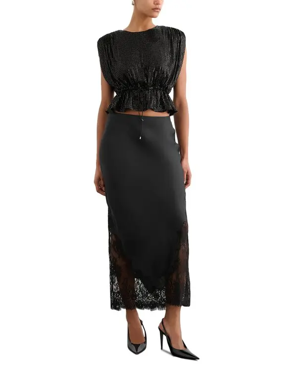 TOCCIN Talon Embellished Drawstring Top - Jet