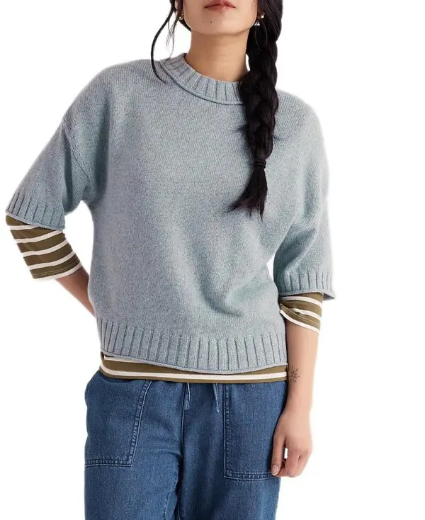 SEASALT CORNWALL Fistral Knitted Crew Neck Jumper - Limpet