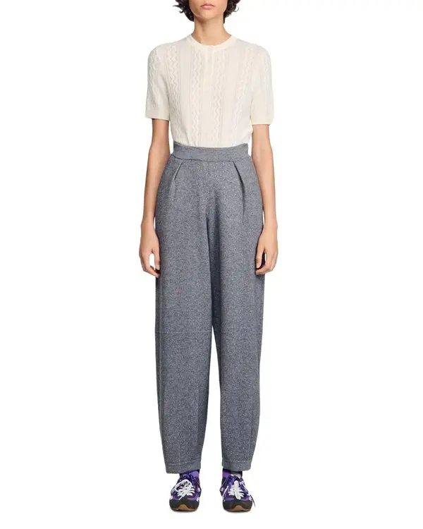 Sandro Estela Knit Rhinestone Barrel Jogger Pants