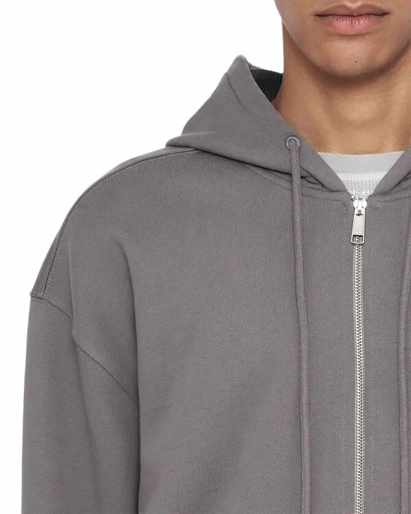 ALLSAINTS Raphy Cotton Logo Zip Drawstring Hoodie