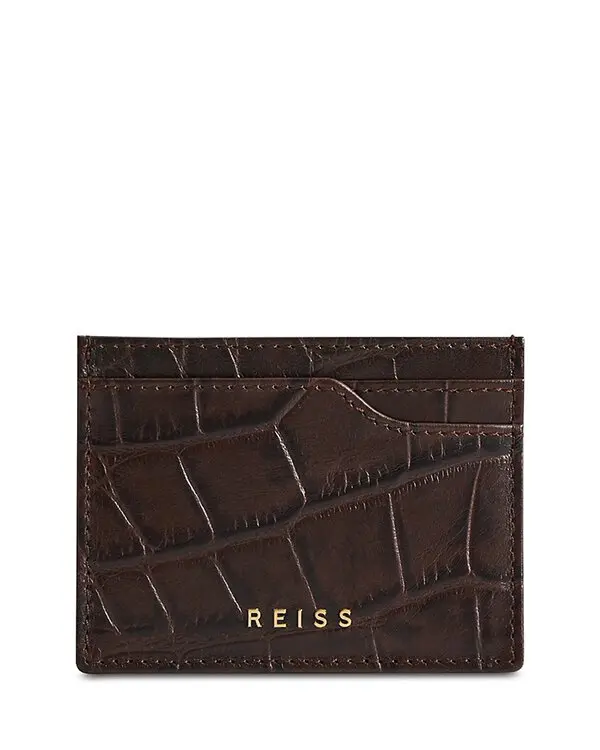 REISS Cabot Croc Embossed Leather Card Case