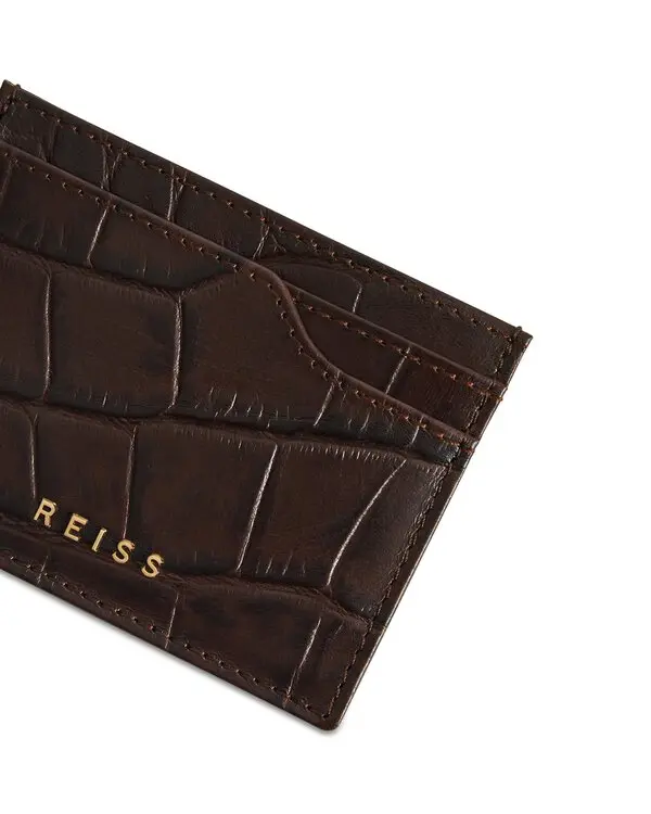 REISS Cabot Croc Embossed Leather Card Case