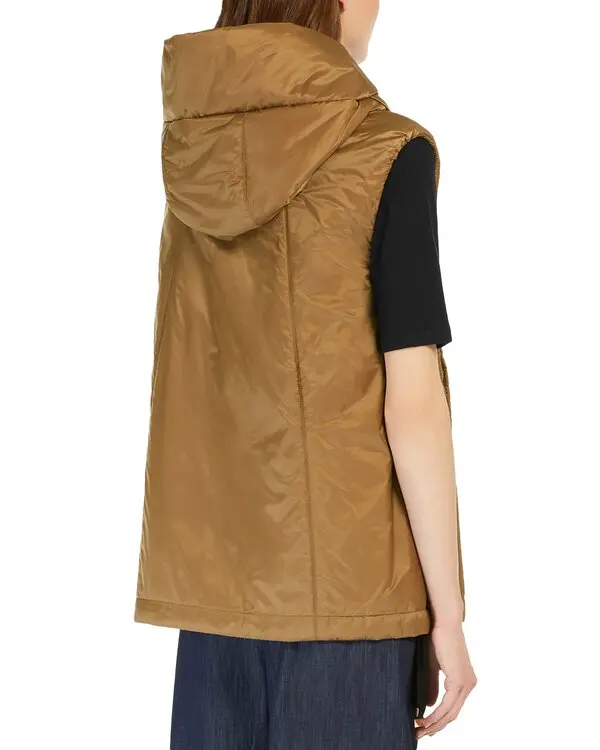 Max Mara Greengo Water Repellent Hooded Puffer Vest - Caramel