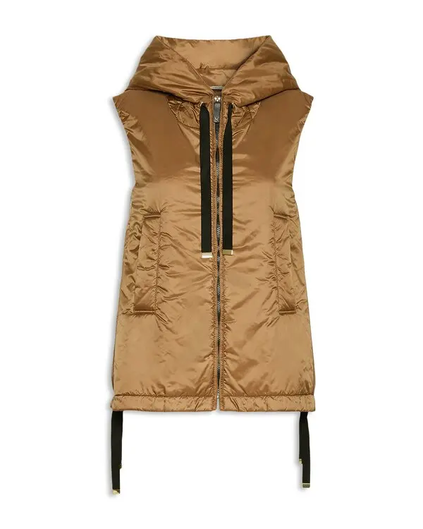 Max Mara Greengo Water Repellent Hooded Puffer Vest - Caramel