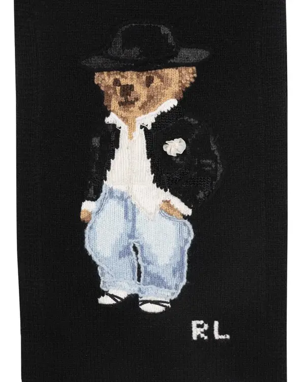 Polo Ralph Lauren Holiday Bear Intarsia Wool Blend Knit Scarf